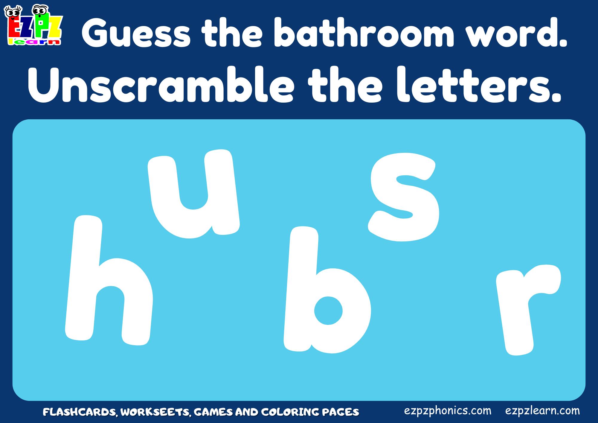 Bathroom Vocabulary Word Scramble Game For Kids And English Language